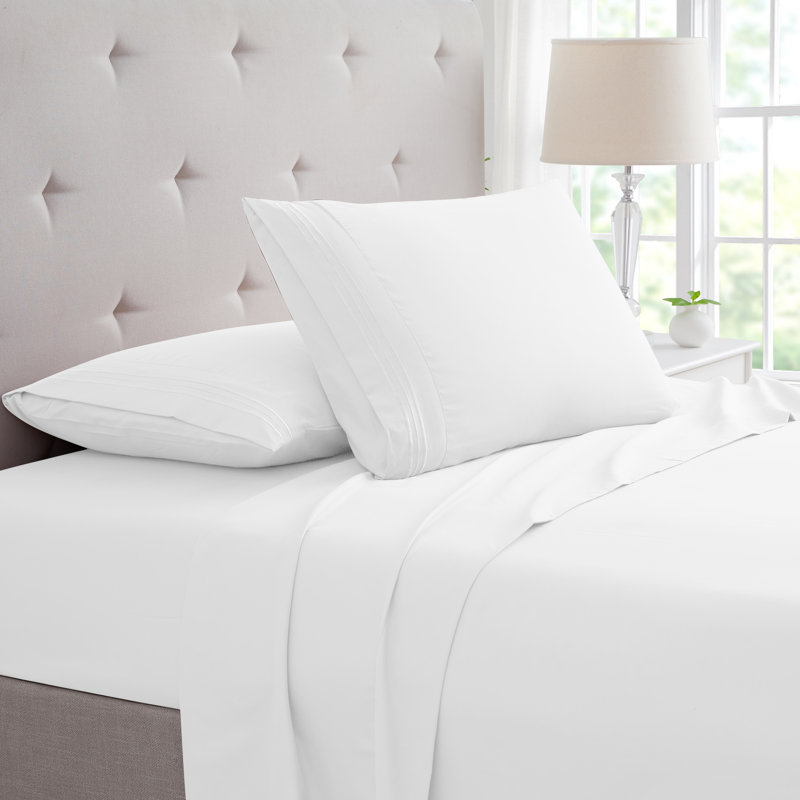 Bamboo Comfort Bamboo 1800 Thread Count 3 Line Embroidered Deep Pocket Sheet Set 4pc Reviews Wayfair